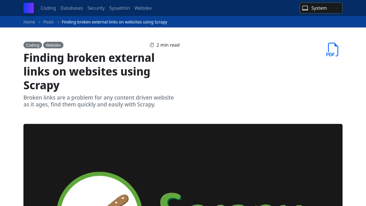 Finding broken external links on websites using Scrapy